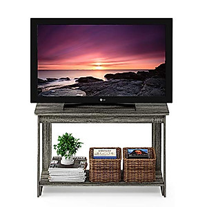 Furinno 18041GYW Beginning TV Stand, French Oak Grey, 15.59 x 35.04 x 21.65 inches