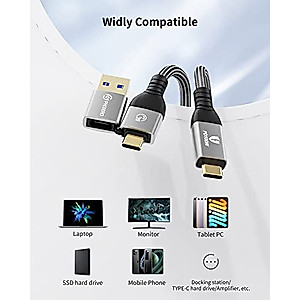 PHIXERO USB C to USB C Cable (100W/20Gbps/1.6Ft), 4K@60Hz Video Output Type-C Cable, 2-in-1 USB-A/C to USB-C Cable, USB C 3.2 Gen 2×2 Cable for MacBook Pro/Air/iPad Pro USB-C Monitor