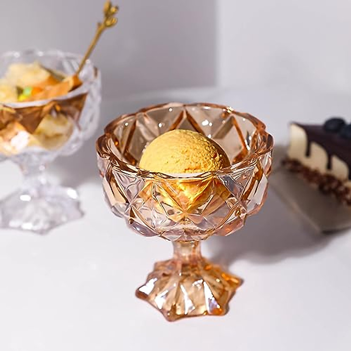 KALWEL,Dessert Cups,Trifle Bowl Glass,Dessert Bowls,Clear Glass Bowls,Clear Dessert Cups,Footed Bowl,Dessert Cups With Spoons,280ml,Suitable For Sherbet Sandwiches, Fruits, Salads, Snacks, Cocktails