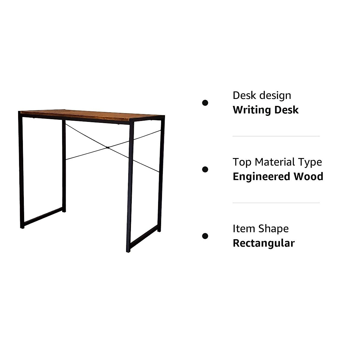 eHemco Multifunctional Rectangular Desk with Coffee Top and Black Legs