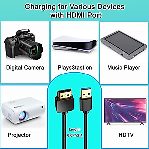 USB to HDMI Adapter Cable, 6.6FT USB to HDMI Male Cable, 1080P HD Monitor Display Audio Video Converter Cable Cord, Only Support Windows XP/7/8/8.1/10 Systems