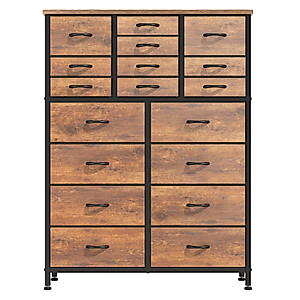 Lulive 18 Drawer Dresser, Tall Dressers for Bedroom, Large Capacity Fabric Dresser & Chest of Drawers for Hallway, Entryway, Closet, Living Room (Rustic Brown)