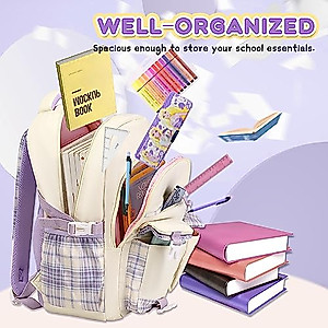 PIG PIG GIRL Girls Backpack, Lightweight Kids Backpack Functional Pockets Kawaii School Backpack Watrer Resistant Boogbag for Primary Elementary School,Beige