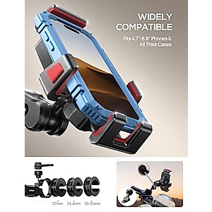 JOYROOM Aluminum Alloy Motorcycle Phone Mount with Vibration Dampener, Motorcycle Phone Holder for Motorcycle Harley Bike Bicycle Scooter ATV/UTV, Compatible with iPhone, Samsung, All Cell Phones