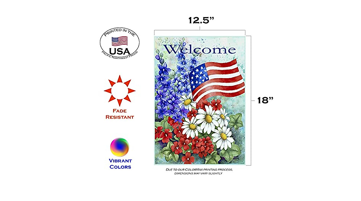 Toland Patriotic Welcome Flag 12x18 Inches - Durable Outdoor Decor