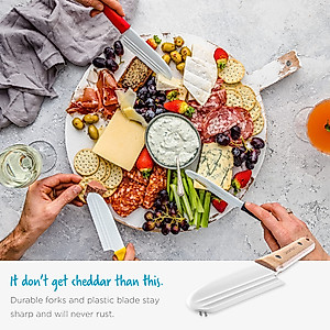 Dreamfarm Knibble Lite | Non-Stick Cheese Knife with Stainless Steel Forks | Multi-Functional Kitchen Knife with Unique Ridged Blade | Perfect for Slicing, Spreading and Serving | Yellow