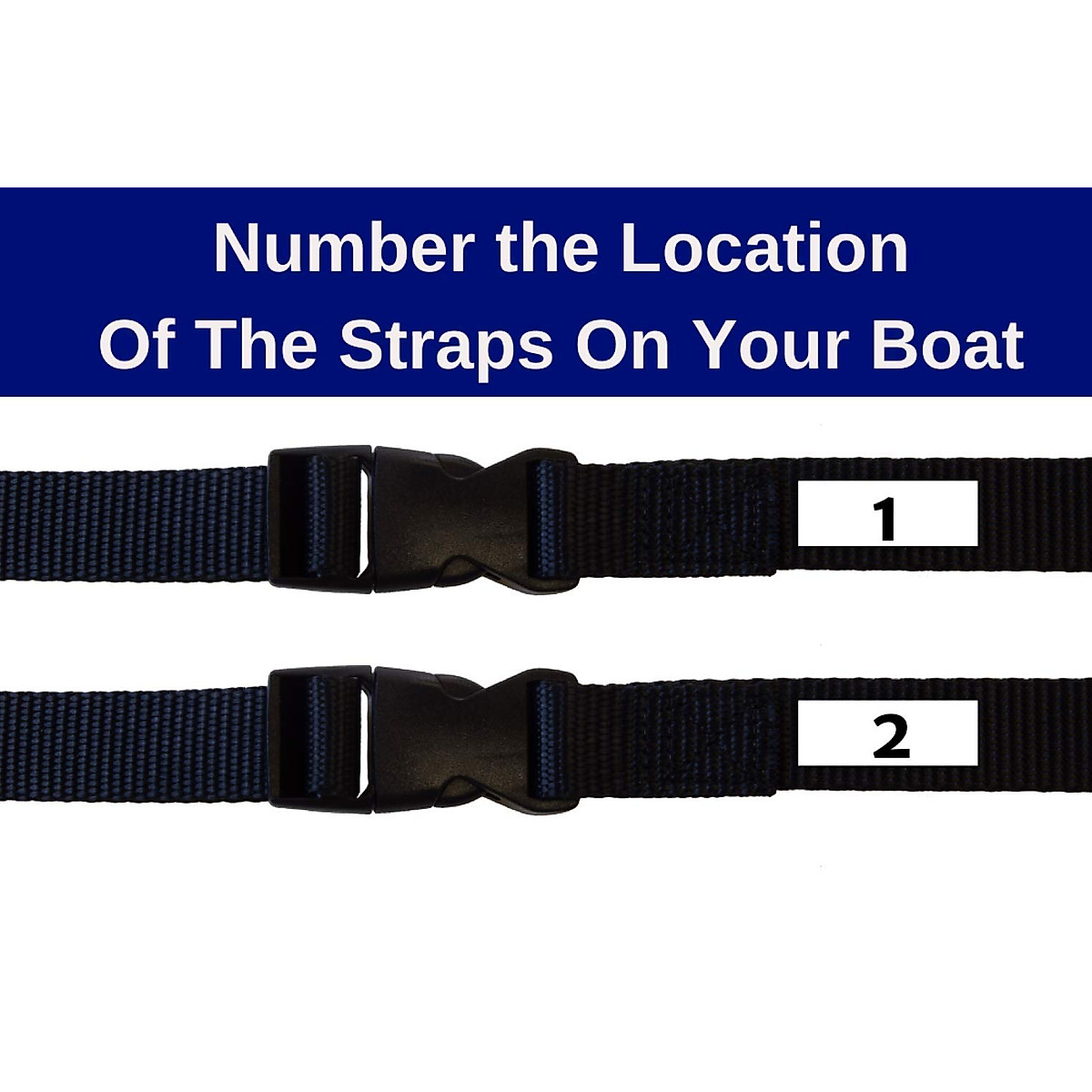 EZ-Xtend Adjustable Boat Cover Tie Down Straps w/Delrin Quick Release Buckles - Heavy Duty 1" Polyester Webbing 4500 lb Break Strength - 250 lb QR Buckle - Boat Accessories - 2 Pack (12 Feet, Black)