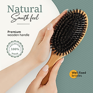 Belula 100% Boar Bristle Hair Brush Set (Medium). Soft Natural Bristles for Thin and Fine Hair. Restore Shine And Texture. Wooden Comb, Travel Bag and Spa Headband Included!