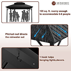 MONDAWE 10x12Ft Hardtop Gazebo Heavy Duty Galvanized Steel Double Roof Permanent Gazebo Steel Frame Canopy Outdoor Pavilion for Patio Lawn Garden
