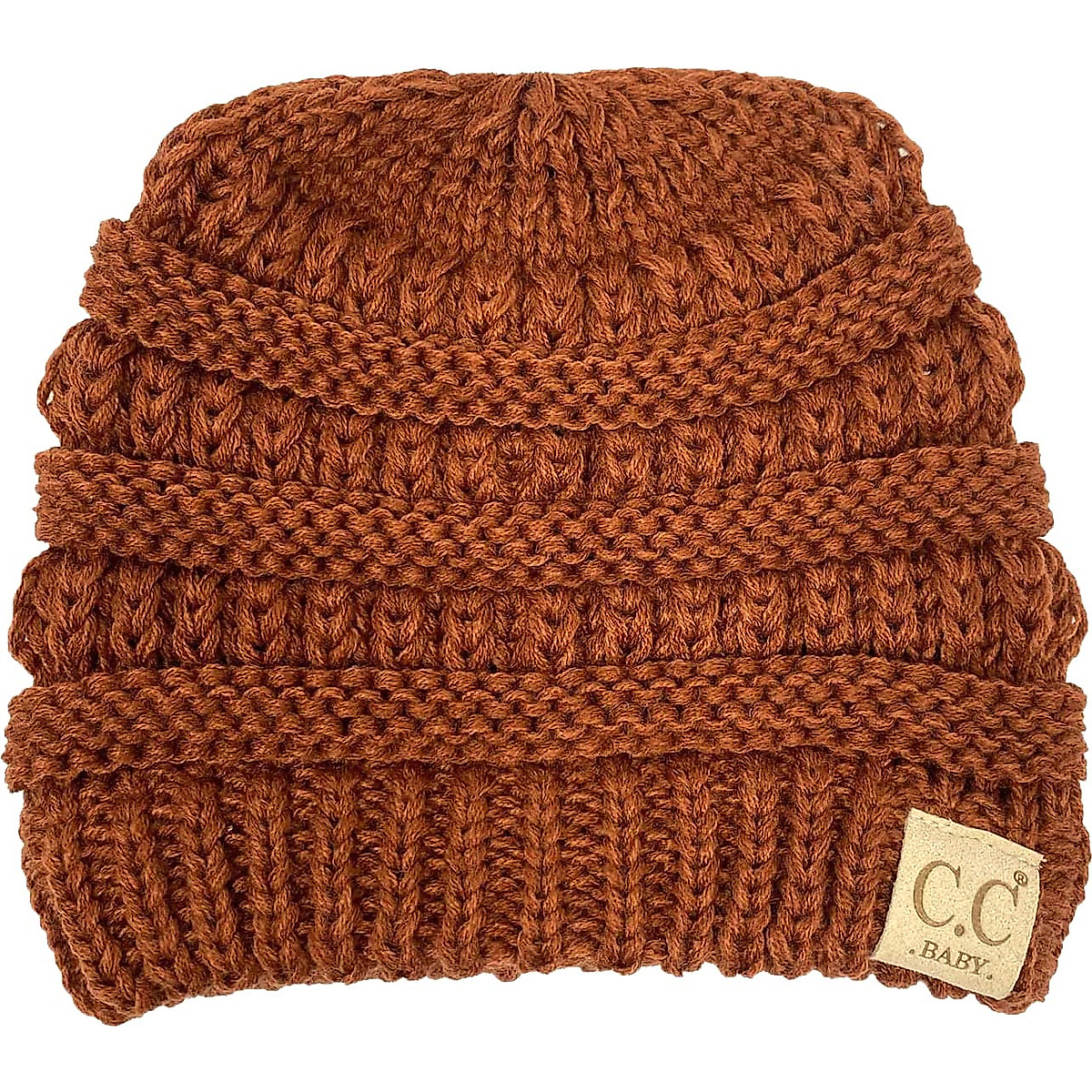 Funky Junque Beanie Infant Baby Skull Cap Hat (NO POM) - Rust