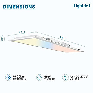 1x4 led Flat Panel Light,CRI90 3CCT 3000K/4000K/5000K Dimmable 0-10V, 8000LM,LED Light Drop Ceiling Fixture,Flat Panel Led Light,Ceiling Panels LED Troffer LED Lay for Office-Commercial Grade
