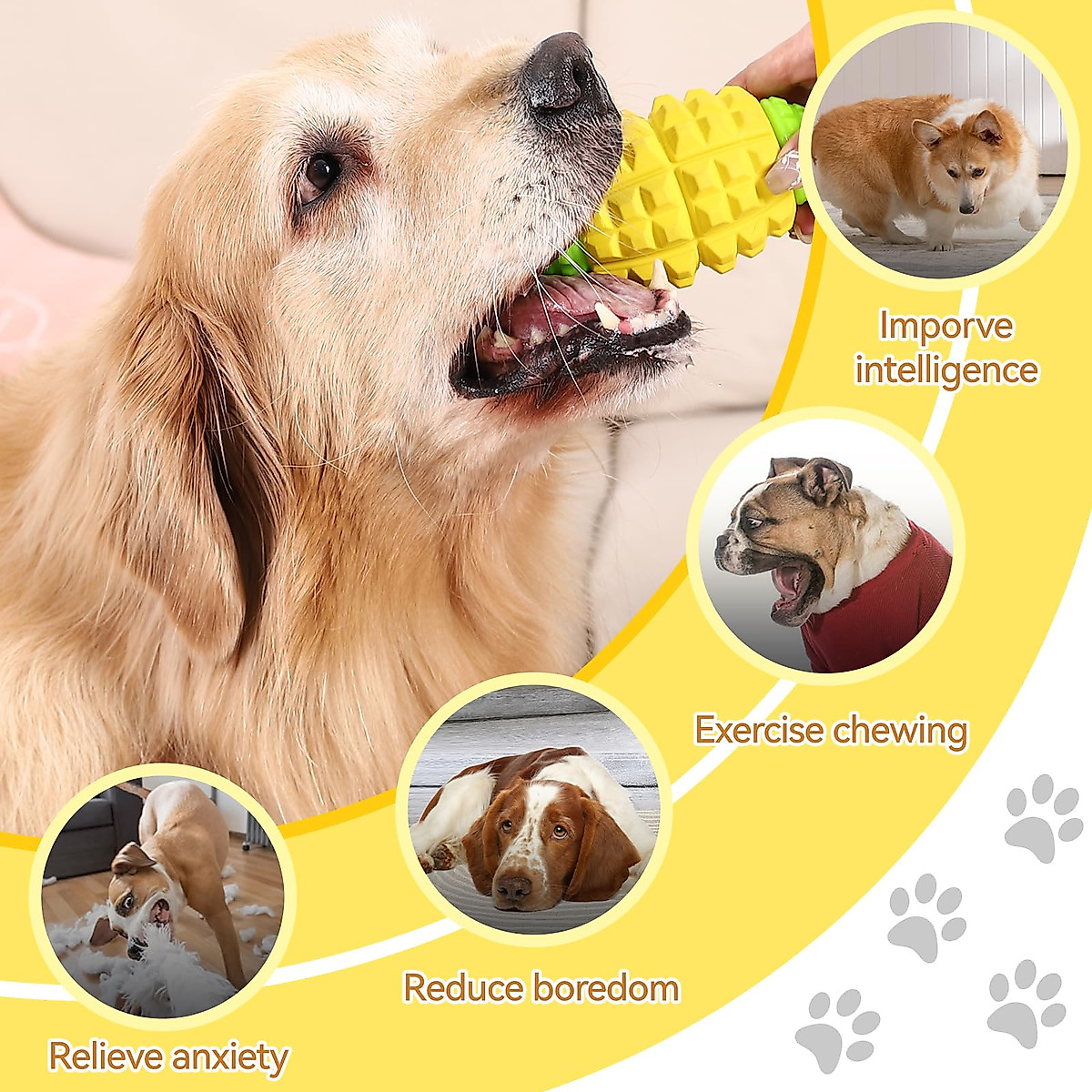 YINEYA Tough Dog Toys for Aggressive Chewers Large Breeds, Dog Chew Toys for Aggressive Chewers, Durable Dog Toys for Large Dogs, Squeaky Dog Toys, Interactive Dog Toys to Keep Them Busy, Dog Ball