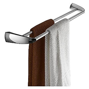 Towel BAR Rack Towel Rack Wall Mounted Double Towel Storage Rack Towel Bar,Zinc Alloy Towel Rod,Polished Finish Towel Shelf Holder for Bathroom and Kitchen/60Cm