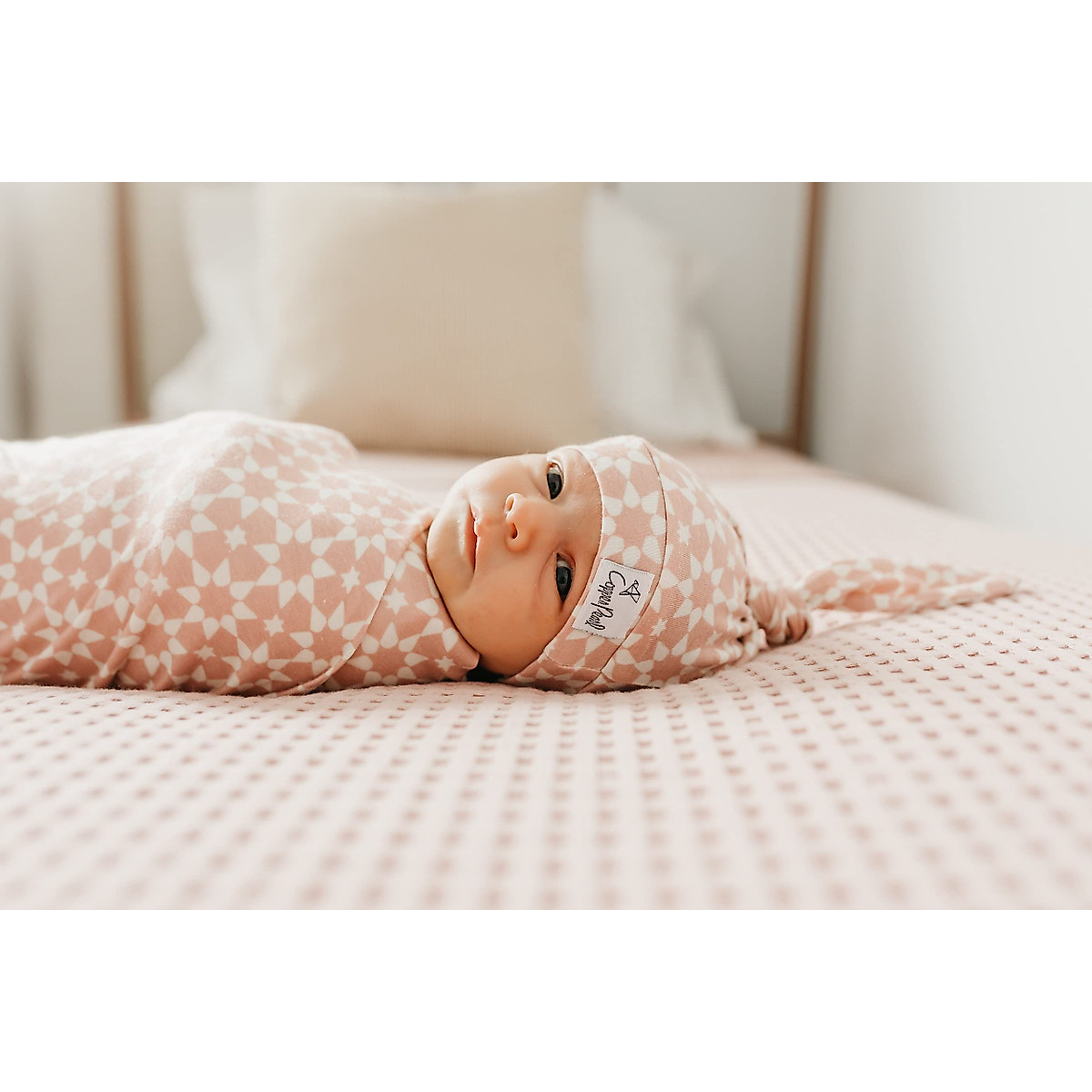 Large Premium Knit Baby Swaddle Receiving Blanket "Star" by Copper Pearl