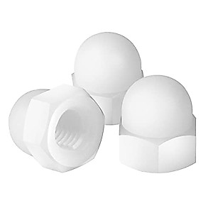 pouilzx Acorn Hex Cap Nuts - 100 Pcs M3 Dome Nuts Nylon Hexagon Decorative Cap Nut for Screws Bolts White