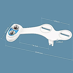 YASFEL Bidet Attachment for Toilet, Non-Electric Self-Cleaning Bidet Seat Attachment, Fresh Cold Bidet Attachment for Feminine/Posterior Wash, with Adjustable Pressure Control (Blue/White)