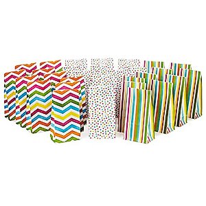 Hallmark Spring Pastel Party Favor and Wrapped Treat Bags, Assorted Designs (30 Ct., 10 Each of Chevron, Dots, Stripes) for Baby Showers, Birthdays, Easter, Mothers Day, Care Packages, May Day