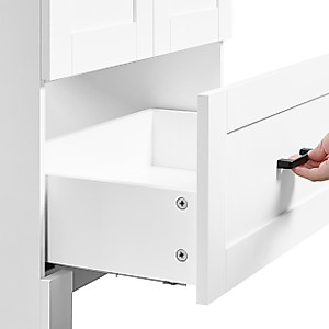 Yaheetech 24.5" Bathroom Vanity with Ceramic Sink, Bathroom Vanity Sink Cabinet with 2 Doors and 1 Drawer, Bathroom Vanities Floor Standing with Sink Combo Set, White