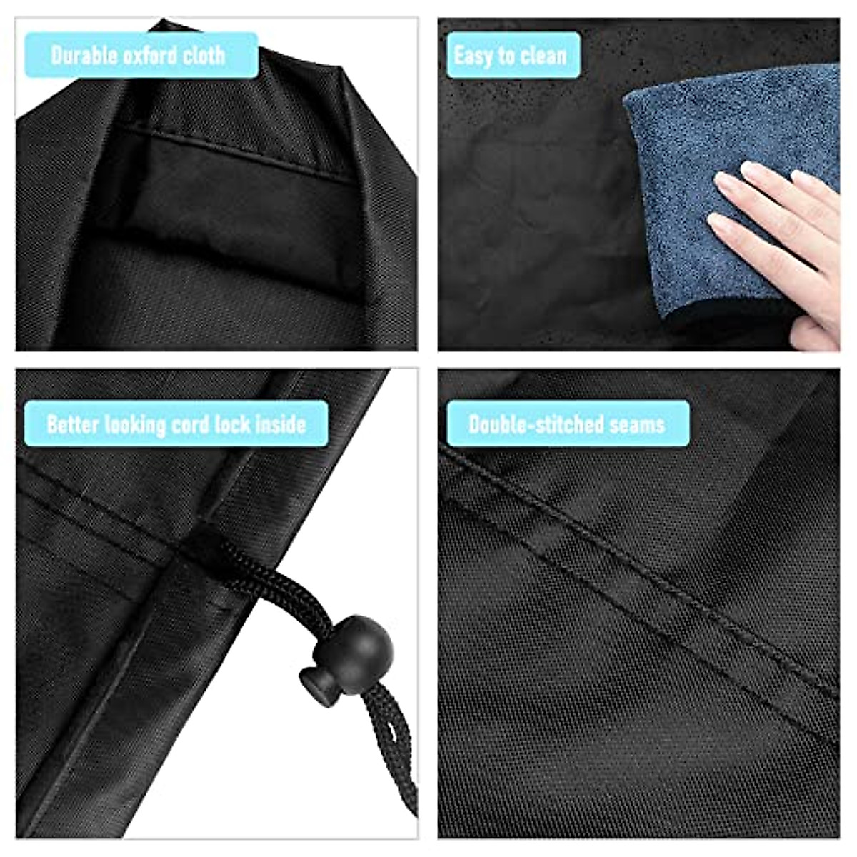 Round Patio Table Cover Waterproof, 62" Diax25" H Heavy Duty Oxford Fabric Outdoor Patio Furniture Cover Patio Table Chair Set Covers for Garden Round Table Dining Set, Black