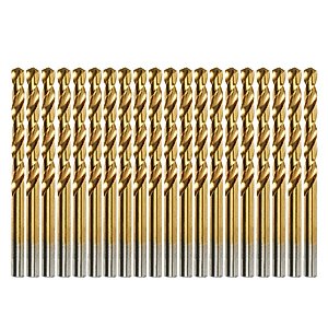 VALYRIANTOOL Titanium Drill Bit Set 20 Pcs 3/16" HSS Jobber Drill Bits, Premium 4341 High Speed Steel Jobber Length Drill for Drilling on Mild Steel, Copper, Aluminum
