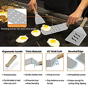 Griddle Accessories Kit of 19, HaSteeL Stainless Steel Teppanyaki Spatula Tools Set, Heavy Duty Metal Spatula, Melting Dome, Burger Press for Grilling Camping Cooking Indoor & Outdoor, Easy to Clean