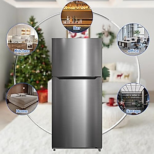 SMETA Top Freezer Refrigerator 30'', Frost Free Fridge 14.2 Cu Ft Refrigerators, Garage, Home, Office, Stainless Steel