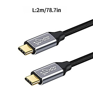 BGNTBUK Cable 2m Original Type C Male to Male Data Cable 100W 5A Fast Charge USB3.1Gen2 Dual Male 4K Screen Projection Video Cable Component Video Cable Extension