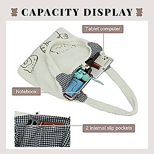 Freie Liebe Cute Bags for Women Tote Bag Aesthetic Girls Fluffy Teddy Bear Purse Plush Shoulder Hobo Handbags