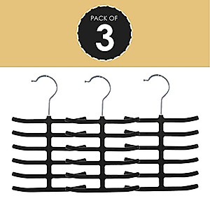 Home Basics Velvet Tie Holder Organizer (3 Pack), Black