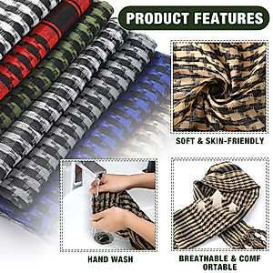 Kenning 8 Pcs Military Shemagh Tactical Desert Scarf Arab Head Scarf for Men Women Keffiyeh Arab Wrap with Tassels for Neck Head Face, 40 x 40 Inches