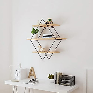 TJLSS Room Ledge Floating Wall Shelf Books Rack Organizer Bracket Storage Holder Home Decor Wooden Mount Office