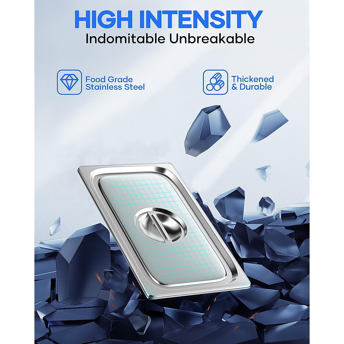 WantJoin 6-Pack Full Size Hotel Pan Cover,Lid with Handle, Stainless Steel Steam Table Pan Lid,Food Pan Cover, Catering Food Pan Cover,Chafer Pan Cover,Chafing Pan Cover