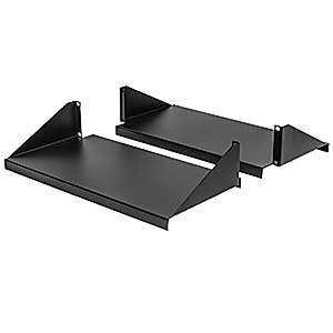 NavePoint Cantilever Server Shelf Rack Mount 19 Inch 2U Black 2 Piece Set Center Weighted