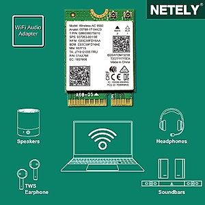 NETELY Wireless-AC 9560NGW NGFF M2 CNVI Interface CRF WiFi Adapter, Wireless-AC 2030Mbps (2.4GHz 300Mbps & 5GHz 160MHz 1730Mbps), Bluetooth 5.0, Intel Wireless-AC 9560NGW (Wireless-AC 9560NGW)
