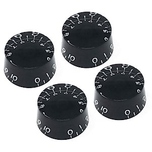 Vintage Forge Black Speed Knobs Compatible with Gibson Les Paul SG Electric Guitar (Set of 4) Fits 24 Fine-Spline USA (Imperial) Split Shaft Pots Recessed RS24US-BLK4