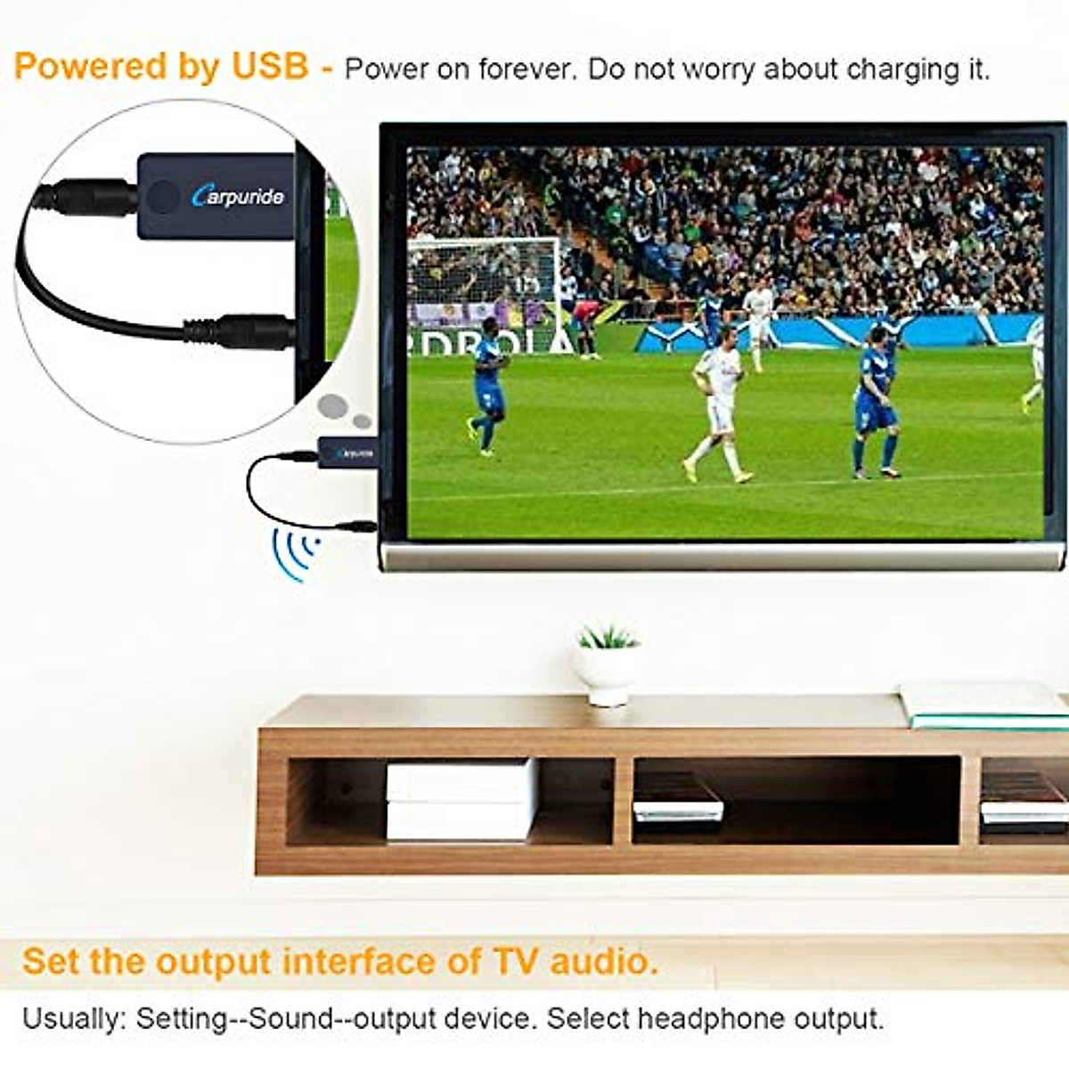 Bluetooth Transmitter for TV PC, (3.5mm, RCA, Computer USB Digital Audio) Dual Link Wireless Audio Adapter for Headphones, Low Latency, USB Power Supply