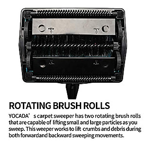 Yocada Carpet Sweeper Cleaner for Home Office Low Carpets Rugs Undercoat Carpets Pet Hair Dust Scraps Paper Small Rubbish Cleaning with a Brush Blue