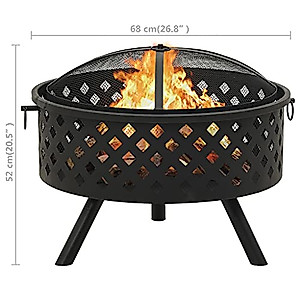Outdoor Fire Pit Large Wood Burning Patio Backyard Firepit for Outside, for Camping Picnic Bonfire Garden Beaches Park, with Poker 26.8 "
