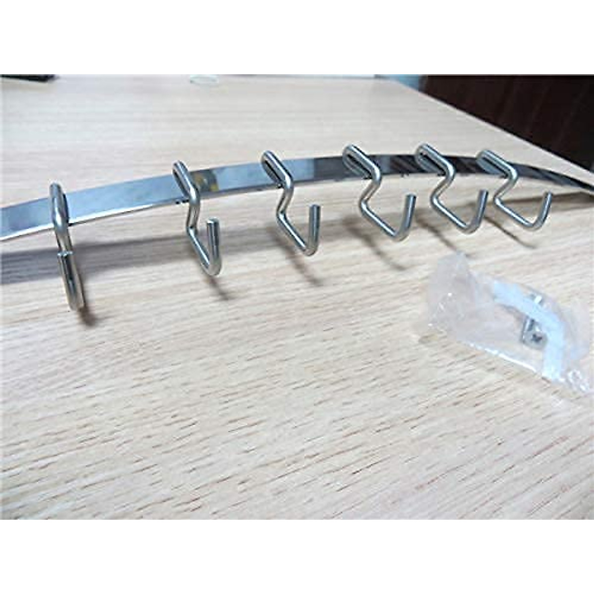 eForwish Stainless Steel Kitchen Utensil Racks Holder Hanging Rail Organize Pots Pans Kitchen Knife Gadgets On Wall Mounted Hanger Bar Rail Under Cabinet Shelf (6 Hook,17") Pack of 2