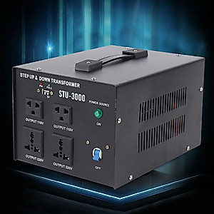 STU-3000 3000Watts Voltage Transformer Converter Heavy Duty Step Up/Down Power Converter for Conversion Between 110 Volt and 220 Volts,with Circuit Breaker,CE Certified,Black