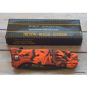 8 Inch Overall Tactical Rescue Stainless Steel Open Folding Pocket Knife With Clip Outdoor Survival Hunting Knife for Camping by Survival Steel