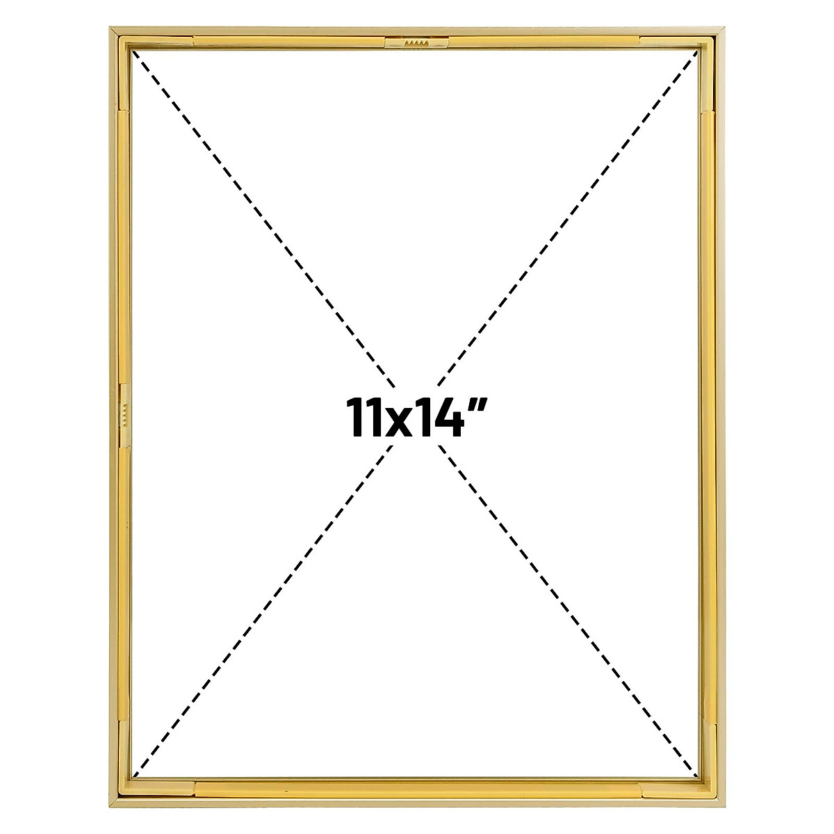 Frametory, Floating Picture Frame 11x14 - Gold Aluminum Metal Photo Frame - Real Glass of Front - for Wall Mount Displays