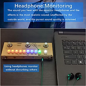 HOEREV Multi Effects Guitar Pedal Delay Reverb Phase Chorus Distortion Overdrive Multi Effects Pedal for Acoustic Guitar Built-in Battery