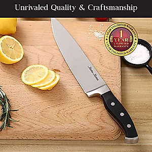 Master Maison Chef Knife Set - 8" Professional Premium German Stainless Steel Kitchen Knife Set with Sharpener & Edge Guard – Super Sharp Chef Knife - Durable Knives for Home & Professional Cooking