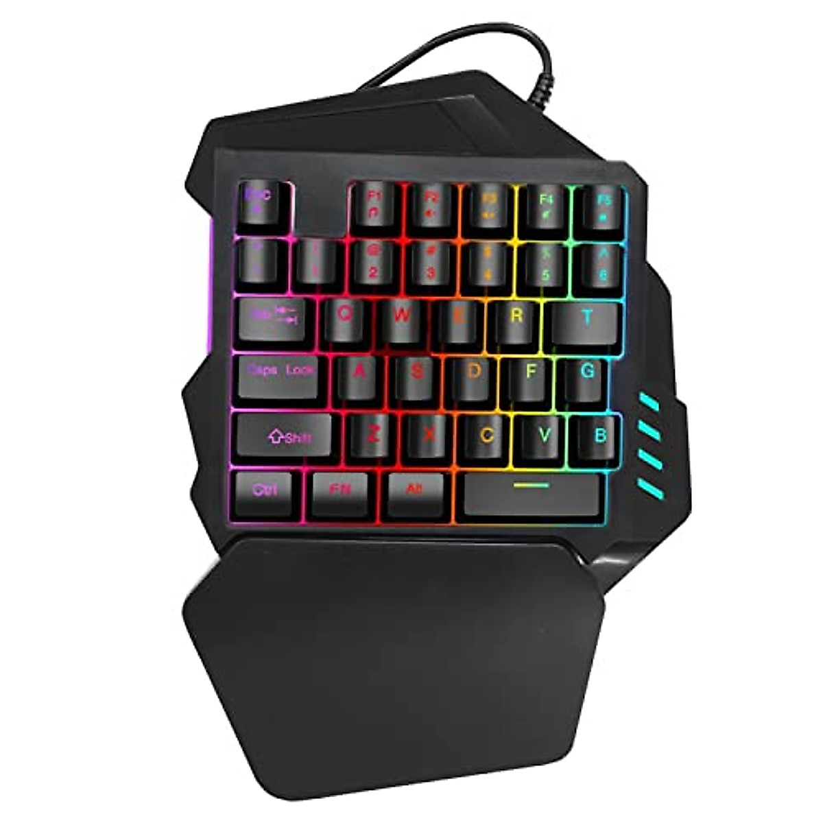 ciciglow One Handed Gaming Keyboard, RGB Backlit 35 Keys Membrane Keypad with FN Keys, Mini Ergonomic Gaming Controller for PC Gamer