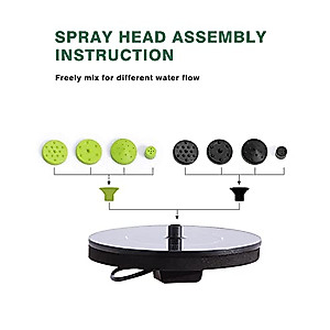 Xinhong Solar Fountain or Bird Bath, 1W Solar Bird Bath Fountains Pump with 10 Nozzles, 5.1" Mini Solar Powered Water Fountain Outdoor Watering Submersible Pump for Garden, Ponds, Pool, Fish Tank