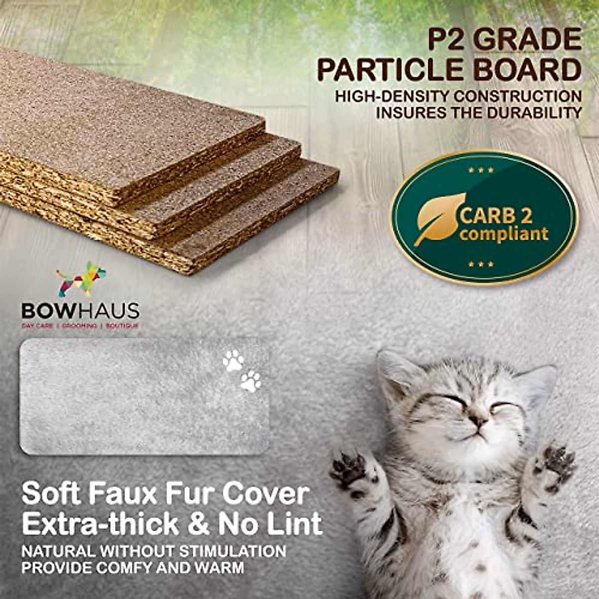 BOWHAUS Tall Cat Tree for Indoor Large Cats or Kittens, Multi-Level Cat Activity Tree with Scratching Posts, Hammock, Cat Cave Condo, Modern Cute Small Cat Climbing Tower with Widened Perch