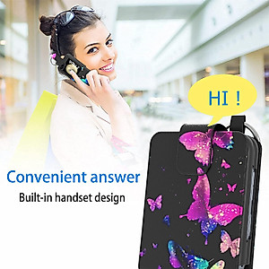 Warmson for Samsung Z Flip 5 Case, Samsung Z Flip 5 Wallet Case with Ring Card Slot Galaxy Z Flip 5 Case PU Leather Protective Flip Folio Z flip 5 Case Galaxy Butterfly for Women Girls