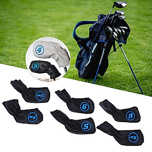 Bnineteenteam 9PCS Golf Headcover,PU Leather Golf Putter Head Cover Waterproof Thicken Plush Golf Putter Head Cover Iron Club Headcovers Accessory(Black)