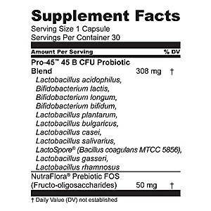 Live Conscious PRO45 Probiotics for Women & Men: Comprehensive Formula, 45 Billion CFU, 11 Strains, Dairy Free - w/ Prebiotics and Probiotics - Promotes Immune & Gut Health - 30 Veggie Caps